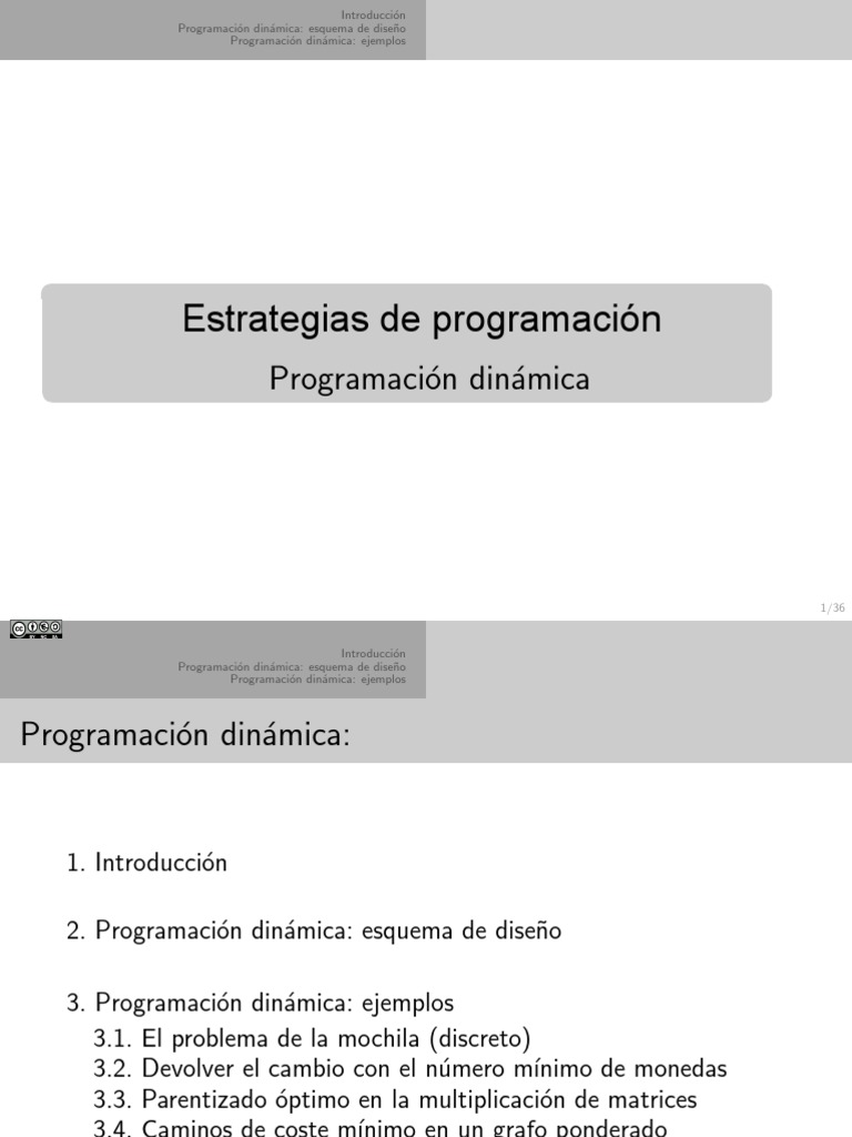 Programacion Dinamica | PDF | Programación dinámica | Algoritmos