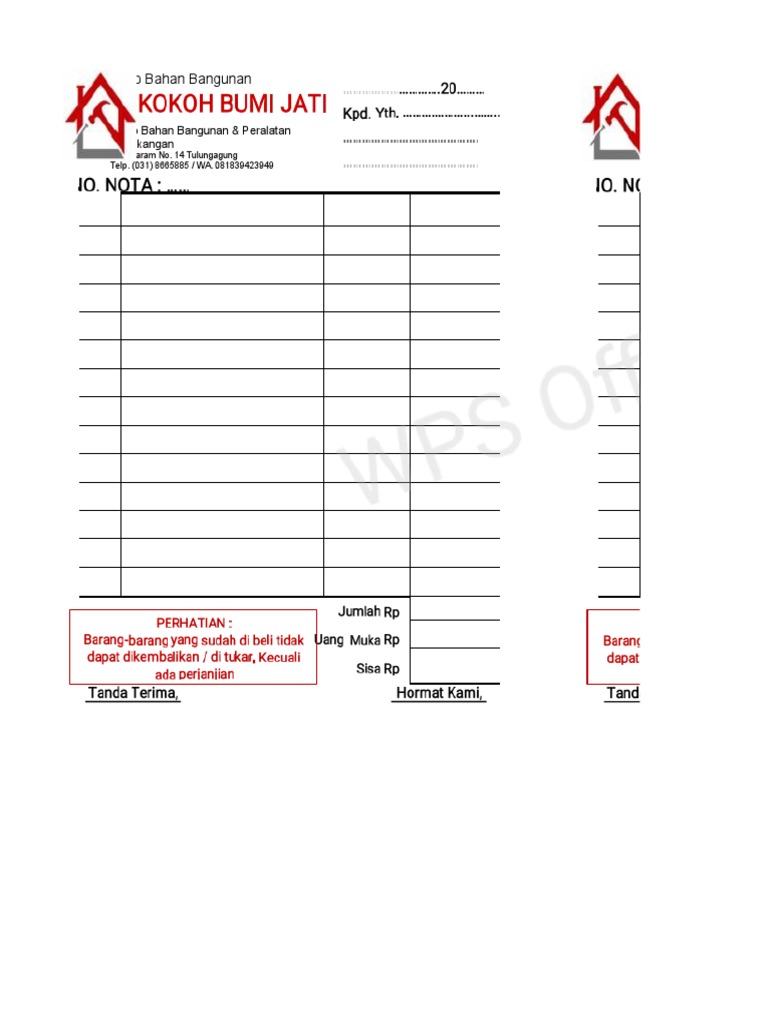 05 Contoh Nota Toko Bangunan-1 | PDF