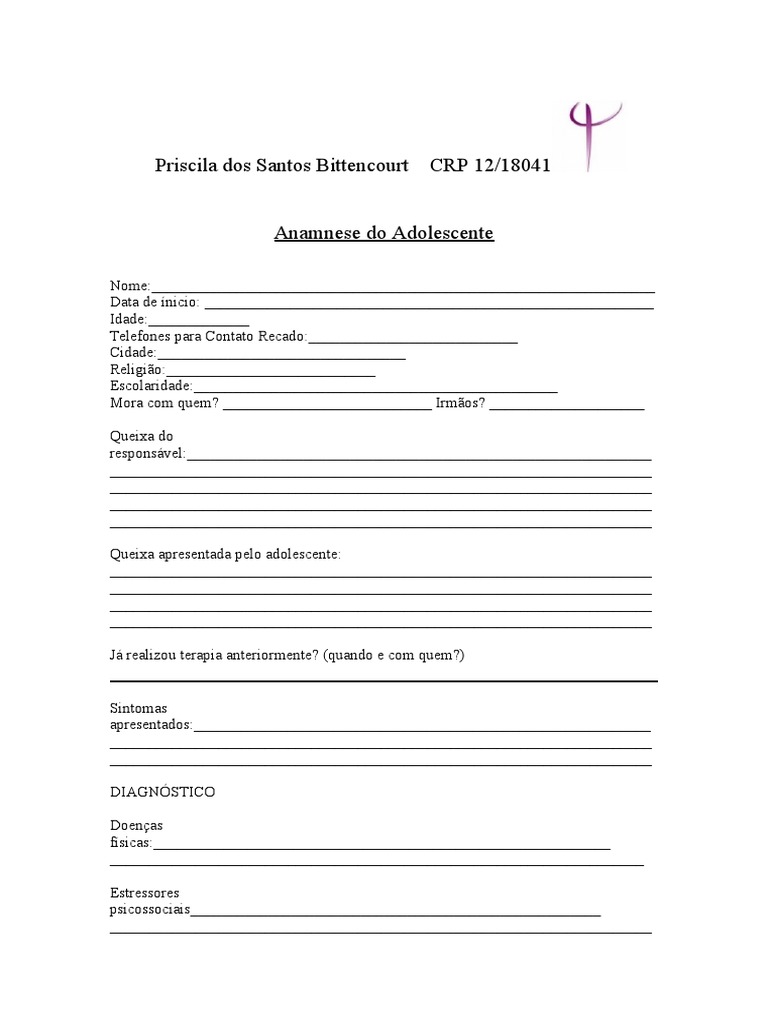 Anamnese Psicologica Tcc Pdf Ensino/ficha De Anamnese Tattoo Imprimir