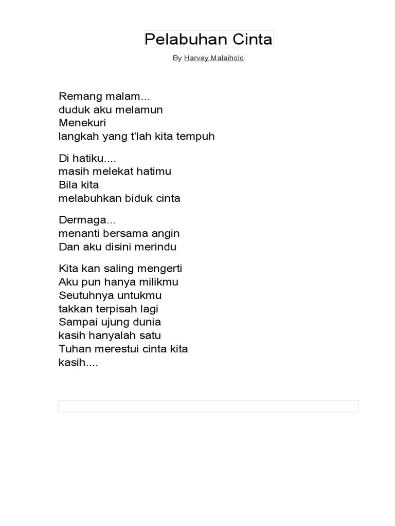 Lirik Lagu Cinta dan Kerinduan | PDF