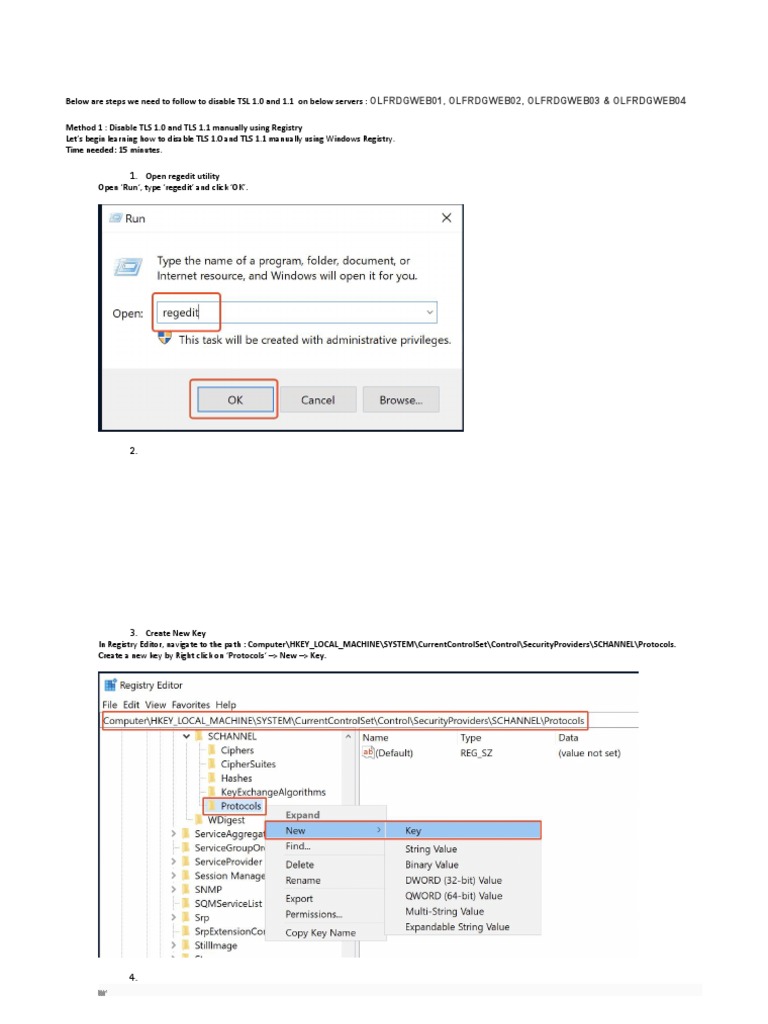 Disable TLS1.0 and 1.1 | PDF | Windows Registry | Transport Layer Security