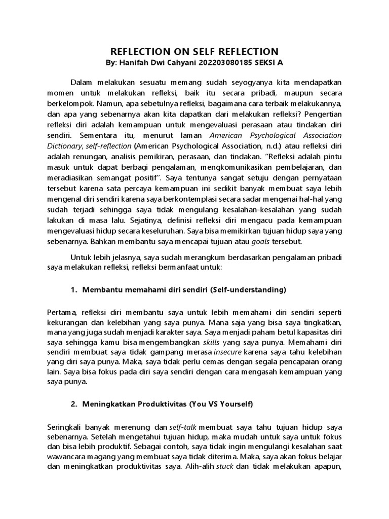 Reflection On Self Reflection | PDF