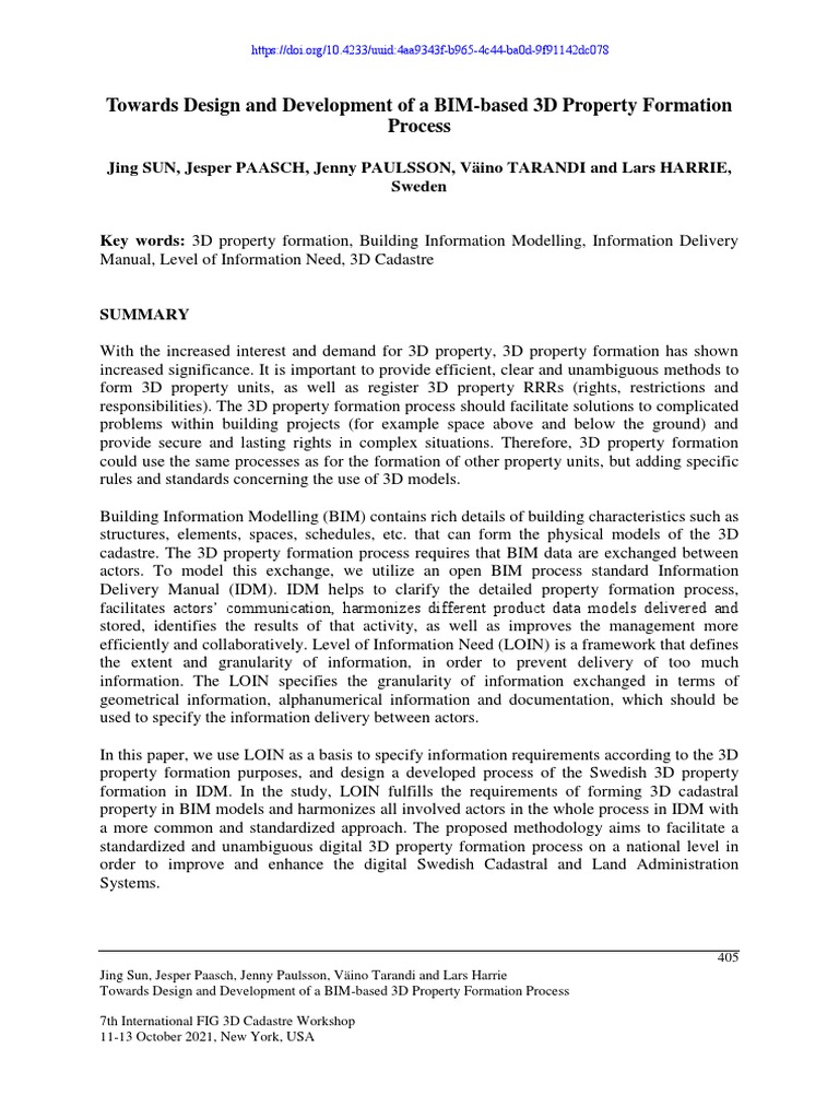 Towards Design and Development of A BIM-based 3D Property Formation ...