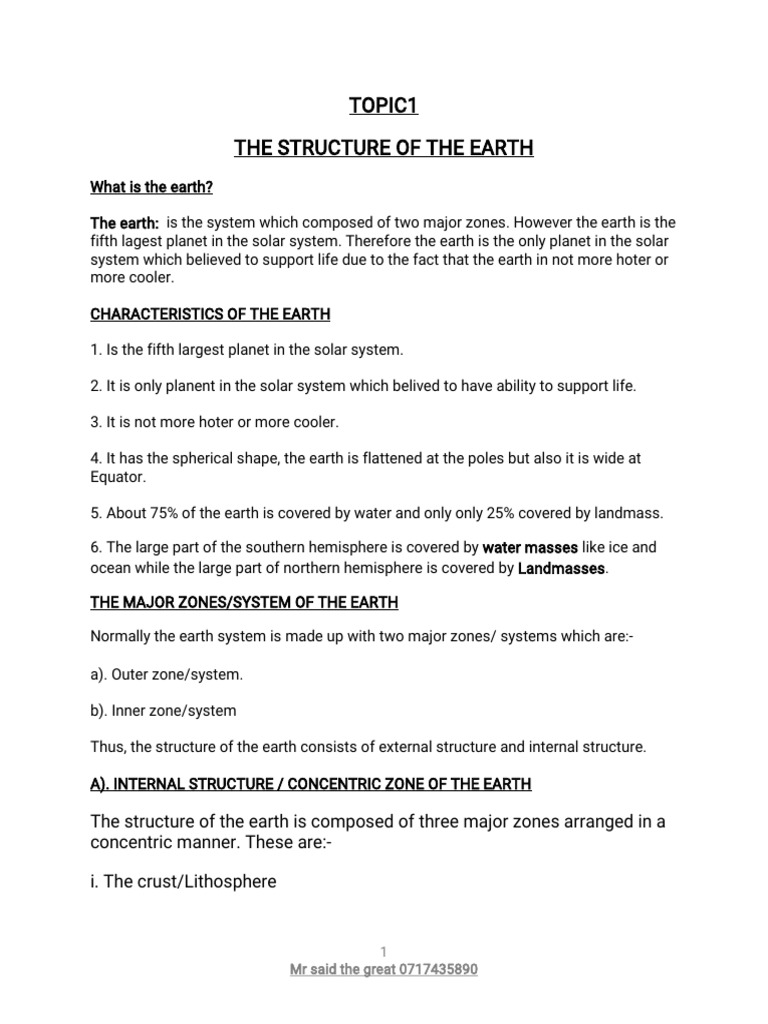 1.the Structure of The Earth | PDF | Rock (Geology) | Igneous Rock