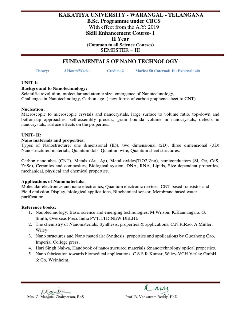 737 - Skill Enhancement Course 1 Fundamentals of Nano Technology | PDF