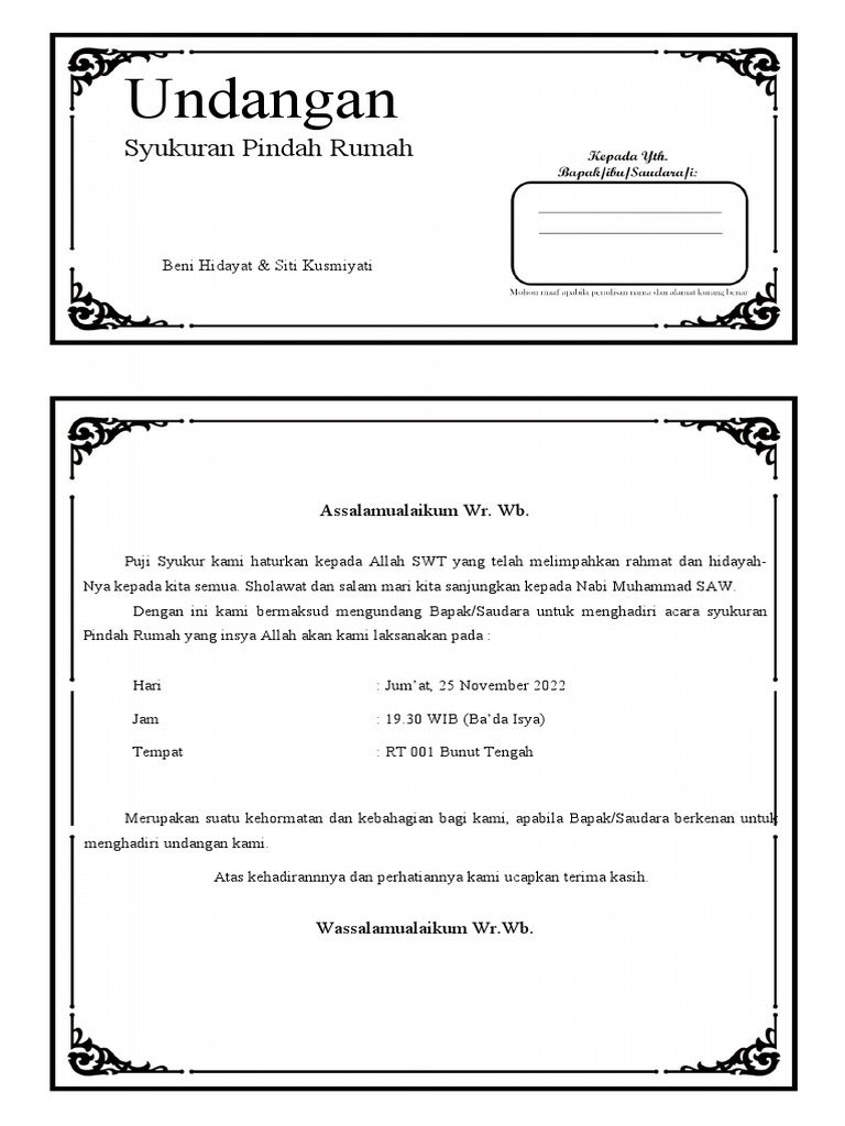 Undangan Syukuran Pindah Rumah - 054035 | PDF