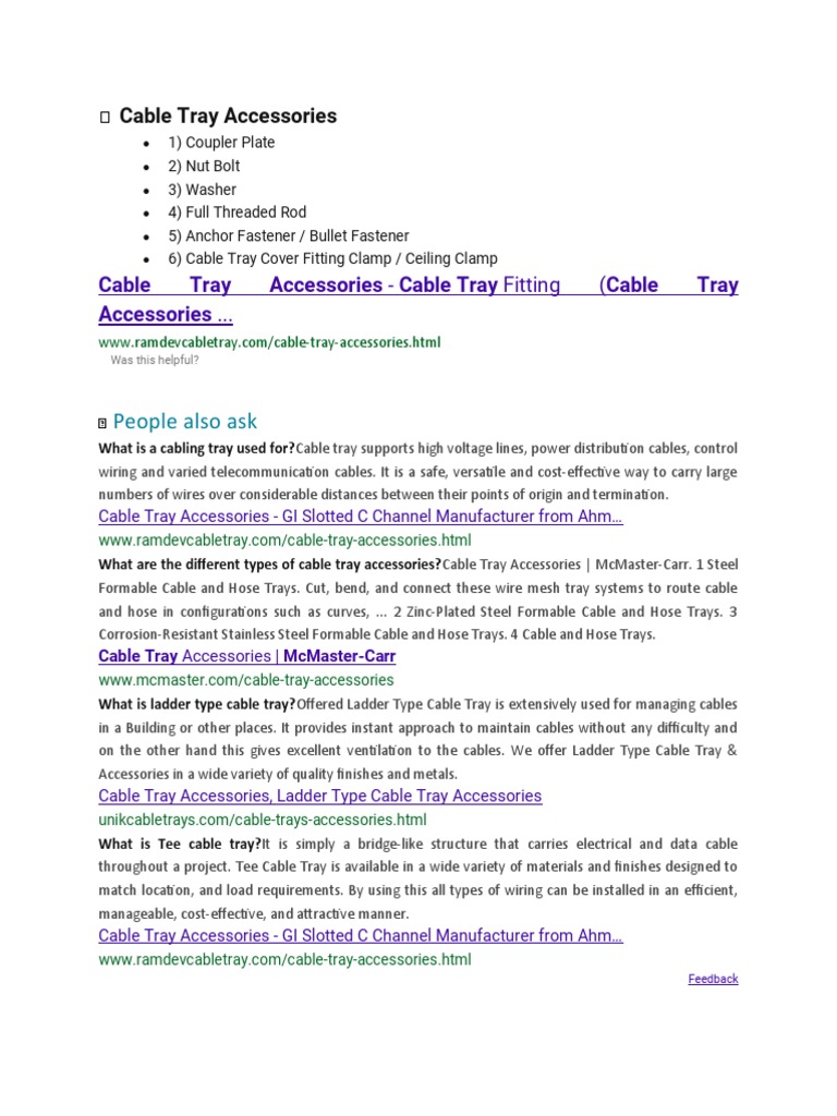 Cable Tray | PDF | Components | Machines