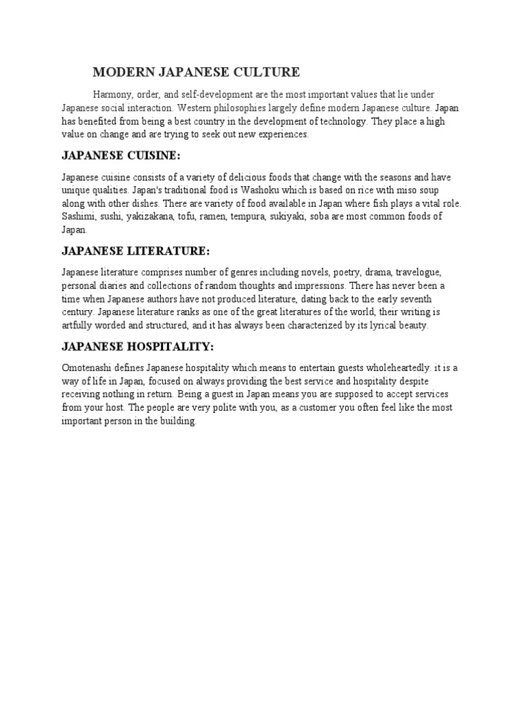 Modern Japanese Culture | PDF
