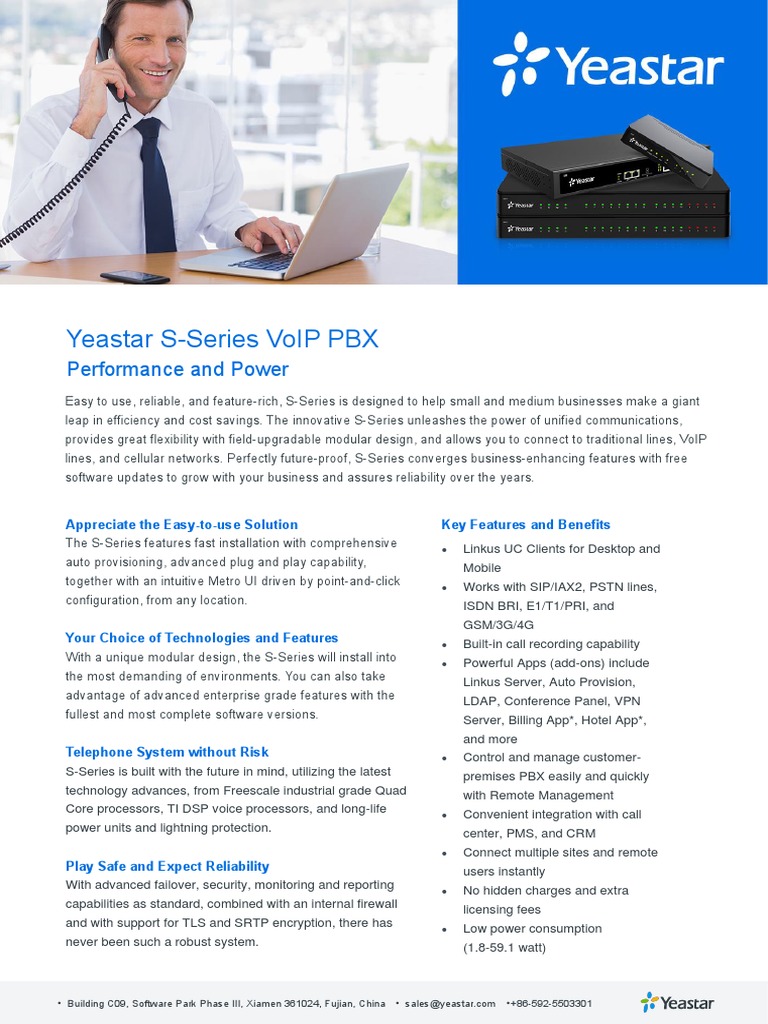 Yeastar S-Series VoIP PBX Datasheet en | PDF | Voice Over Ip | Session Initiation Protocol