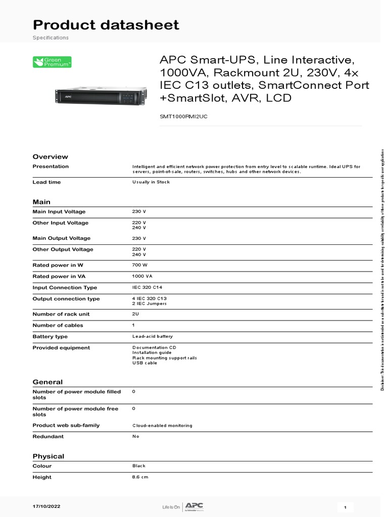 Smart Ups Smt1000rmi2uc | PDF | Electric Power | Computing