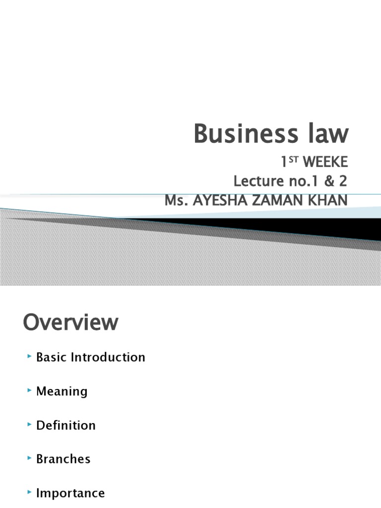 Business Law Lecture 1 & 2 | PDF | Customer | Sales