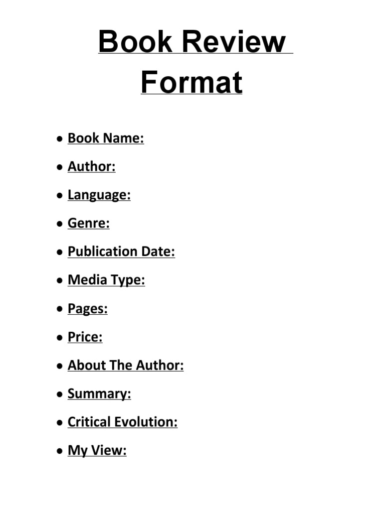 Book Review Formate | PDF