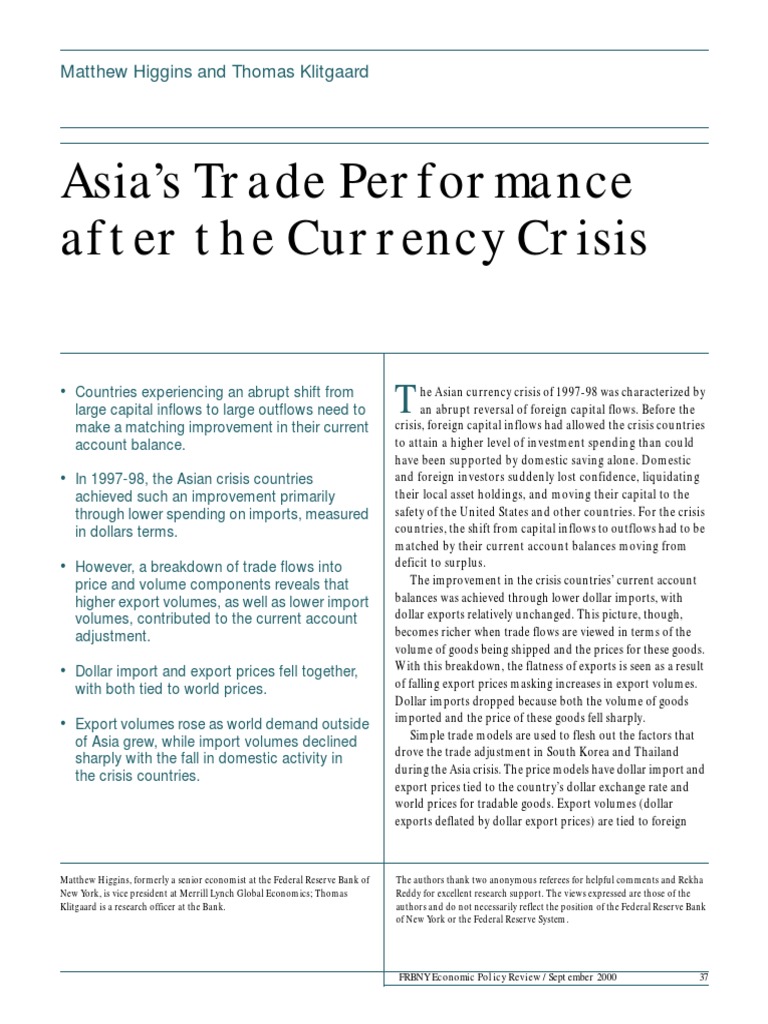 Asia's Trade Performance After The Currency Crisis - CORE | PDF ...