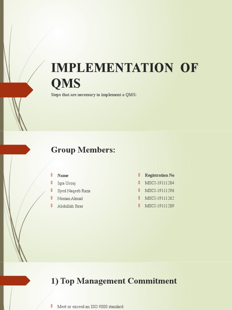 Implementation Of Qms Pdf Quality Management System Evaluation