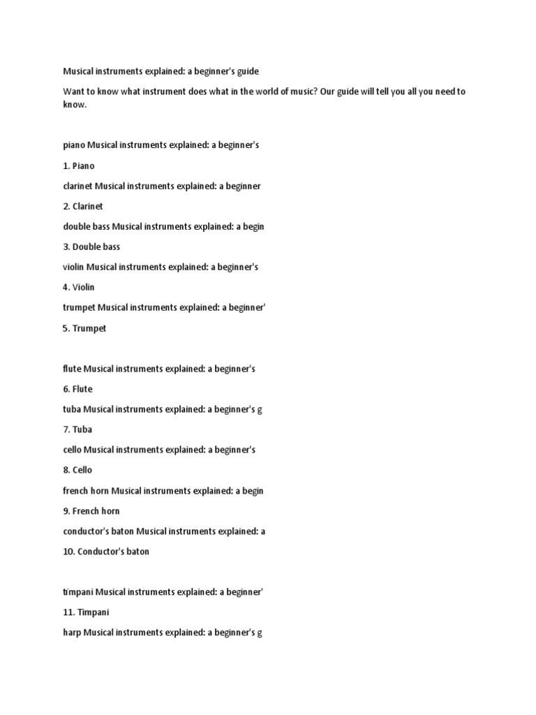 Musical Instruments Explained | PDF