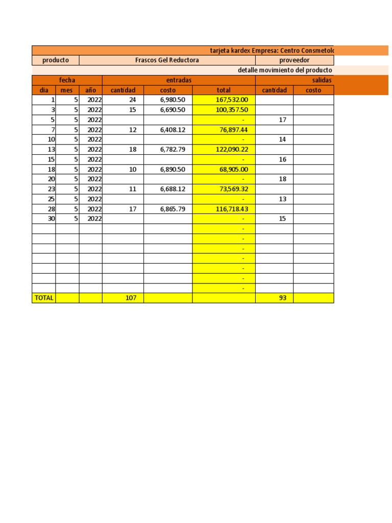 Ejercicios Kardex | PDF