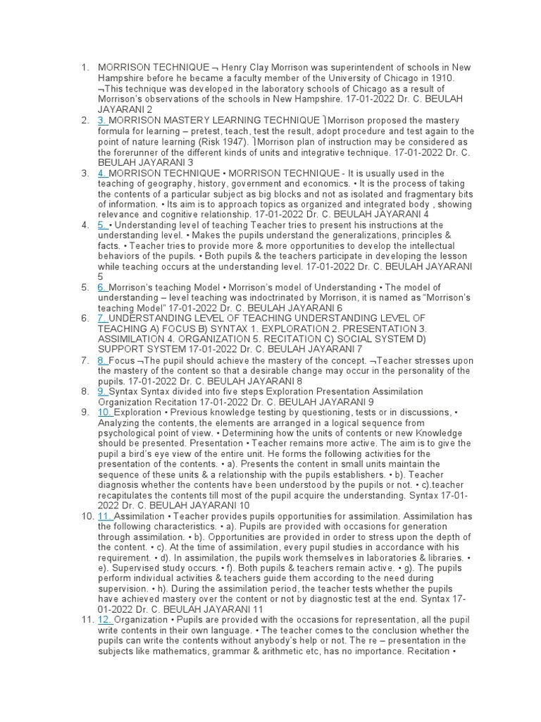 Morrison Technique-Ict | PDF | Teaching Method | Behavioural Sciences