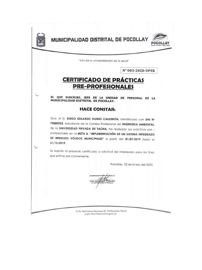 Certificado de Practicas | PDF