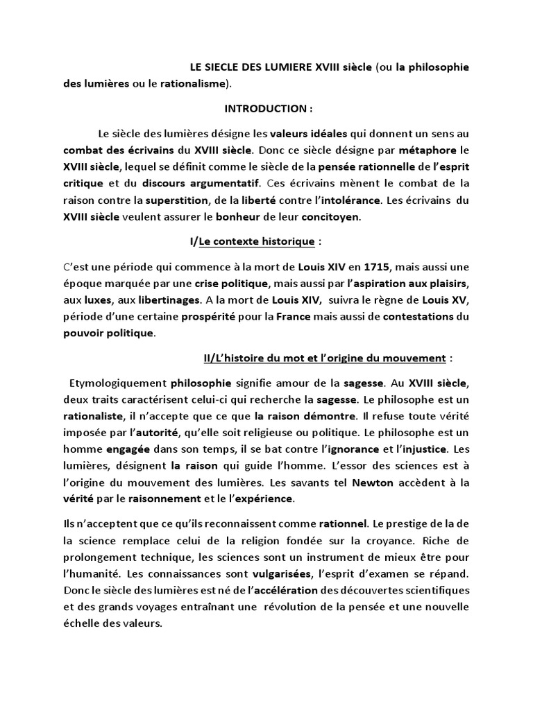 Le Siecle Des Lumiere Xviii Siecle | PDF | Siècle des Lumières ...