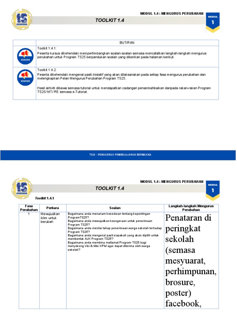 Toolkit 1.4 Mengurus Perubahan TS25 | PDF