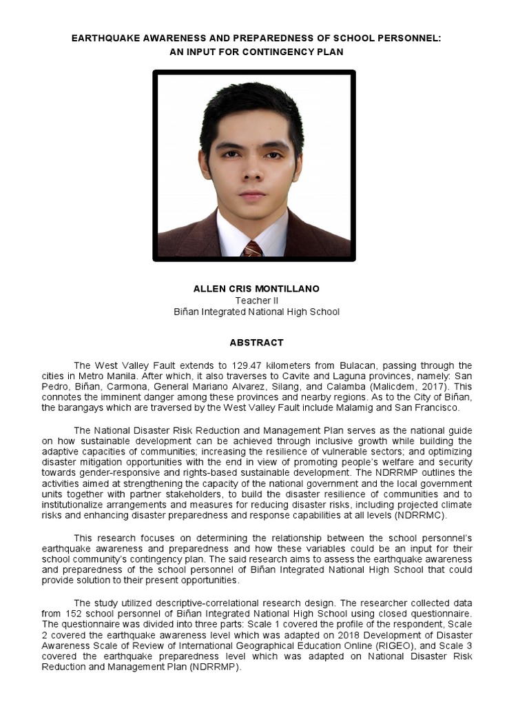 IMRD Allen Montillano BINHS IMRD | PDF | Earthquakes | Emergency Management