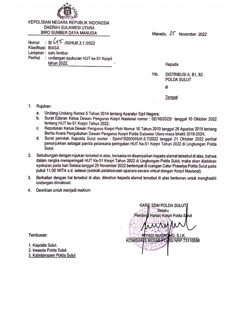 Undangan Hut Korpri | PDF