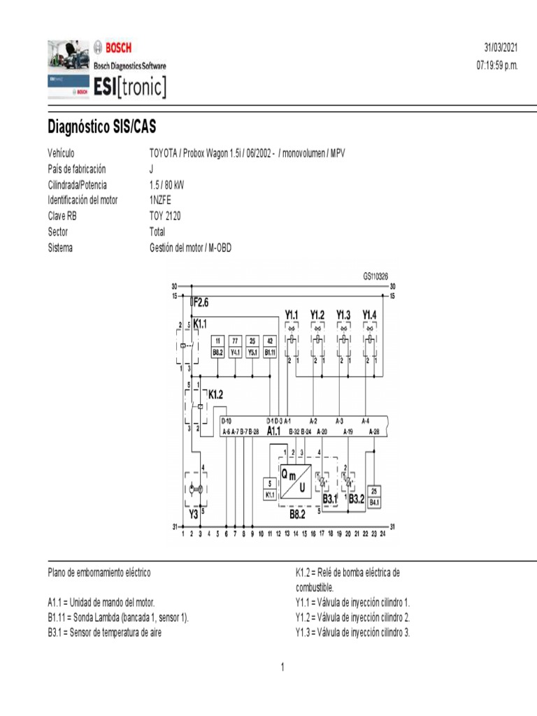 Diagram Probox 1NZ Fe | PDF | Inyección de combustible | Máquinas