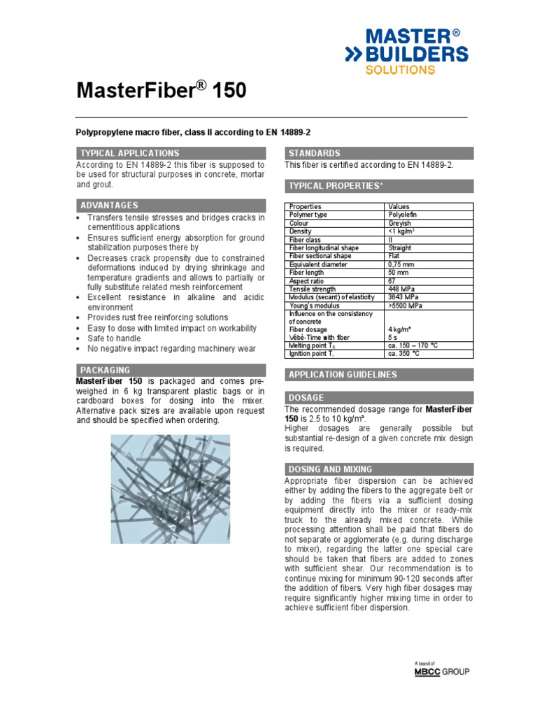 Masterfiber 150 Tds | Download Free PDF | Concrete | Young's Modulus