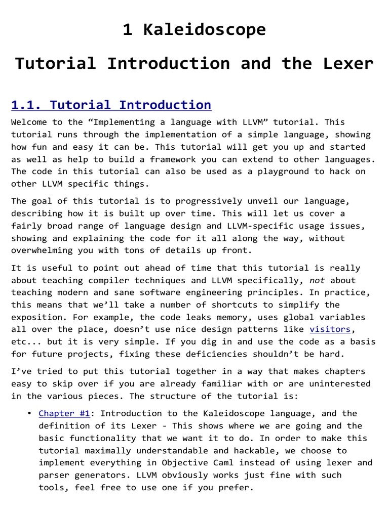 Kaleidoscope Implementing A Language With Llvm In Objective Caml Pdf Parsing Computer 5379