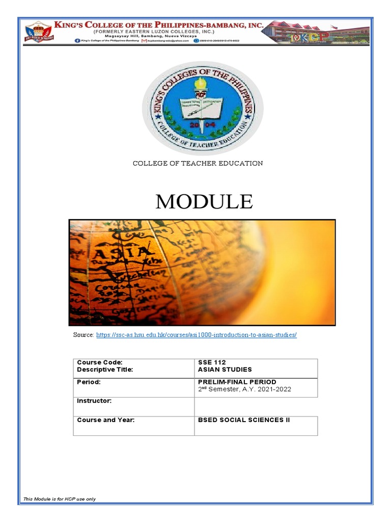 KCP Asian Studies Module SSE 112 | PDF
