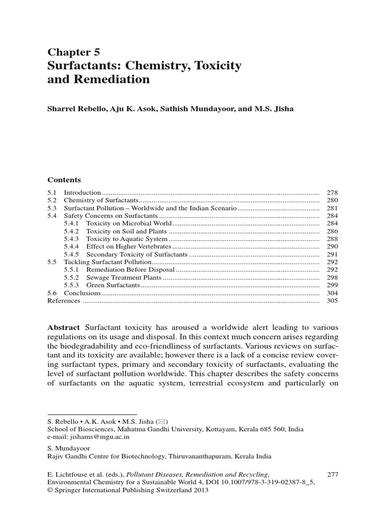 Surfactants Chemistry Toxicity and Remed | PDF | Sodium Dodecyl Sulfate ...