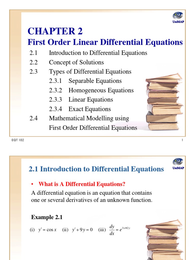 Chapter - 1 1st Order de | PDF | Ordinary Differential Equation | Equations