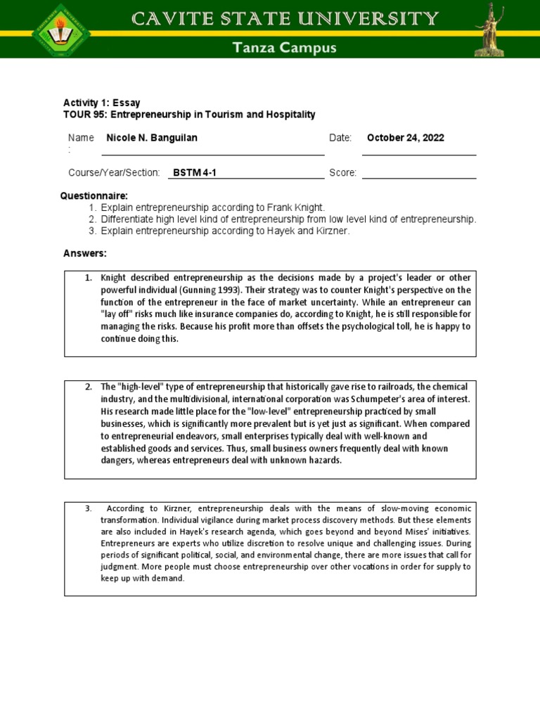 ACTIVITIES No 1 Essays | PDF