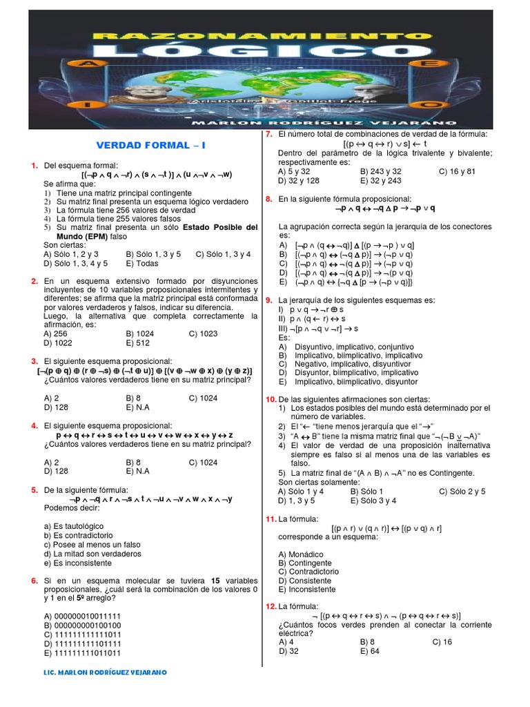 Raz Log (Verdad Formal-I) | PDF | Proposición | Lógica