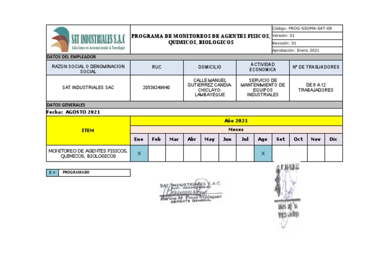 Formato de Programa de Monitoreo | PDF