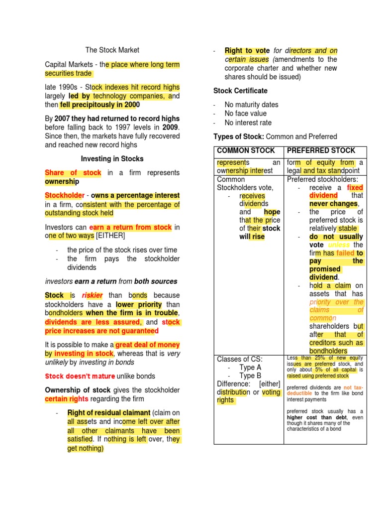 The Stock Market | PDF | Stocks | Bonds (Finance)