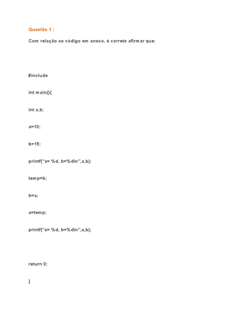 Análise de código C para identificar erro sintático | PDF | Algoritmos ...