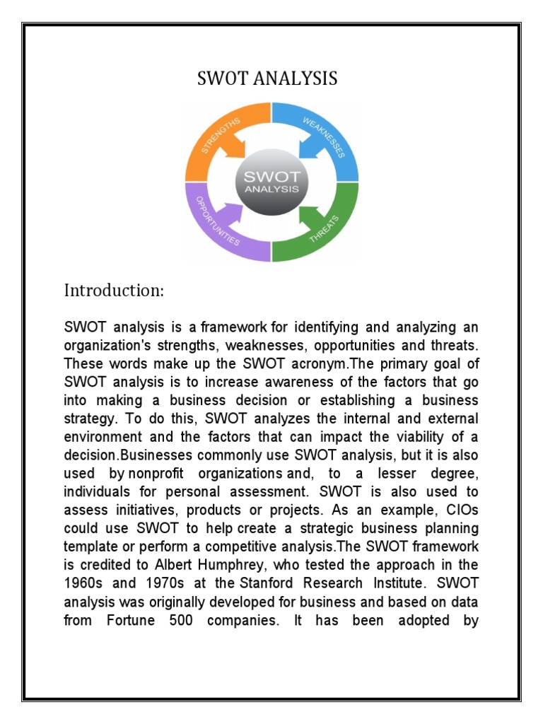 Swot Analysis | PDF | Swot Analysis | Strategic Management