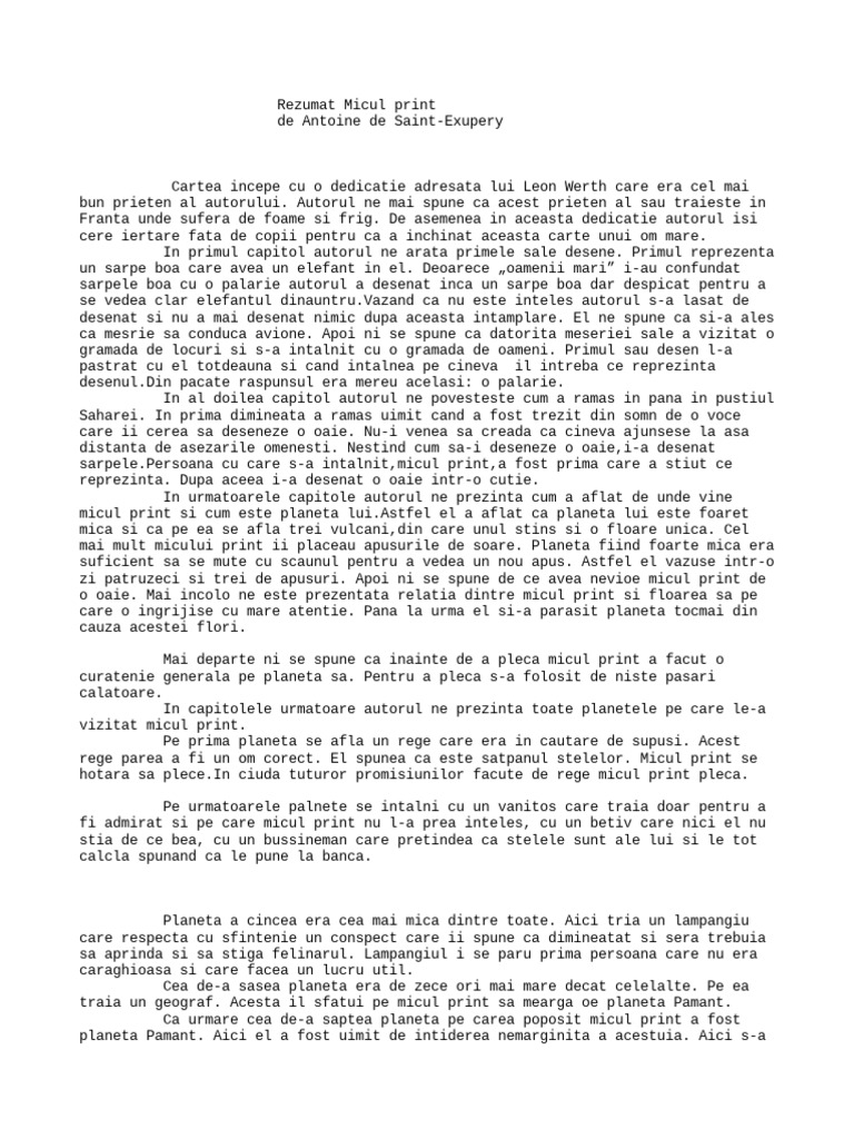 Micul Print Rezumat 2 | PDF