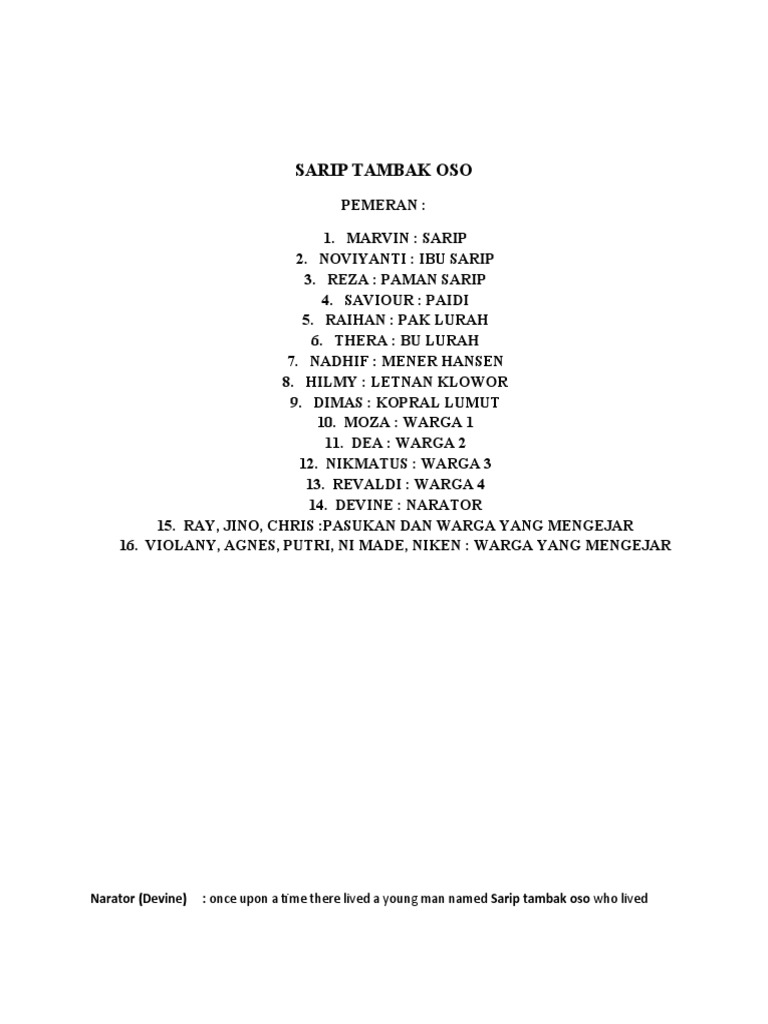 Drama B. Jawa Sarip Tambak Oso Finish (Selesai) 2 | PDF