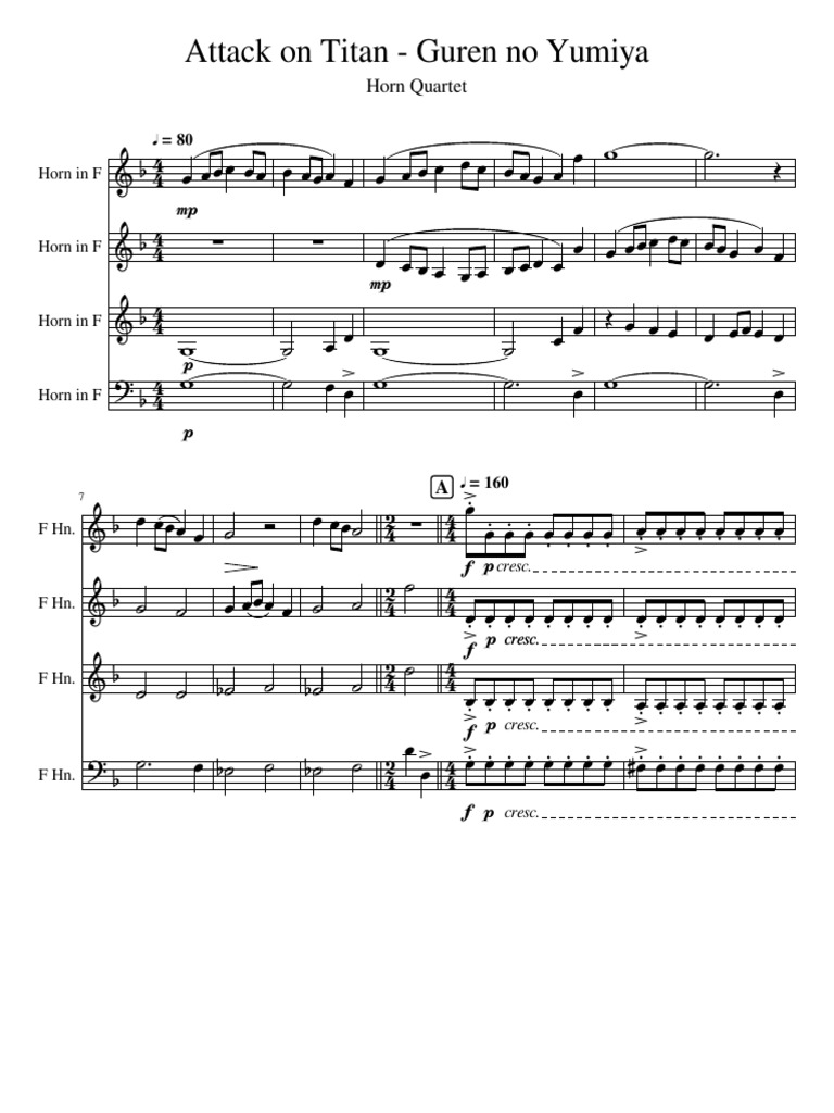 Attack On Titan - Guren No Yumiya-Score and Parts | PDF