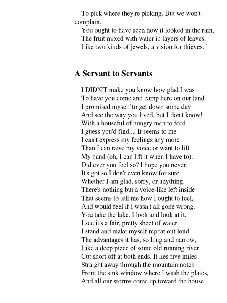 A Servant To Servants - Robert Frost | PDF