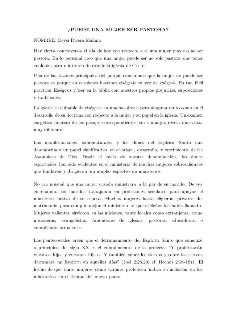 Puede Una Mujer Ser Pastora | PDF