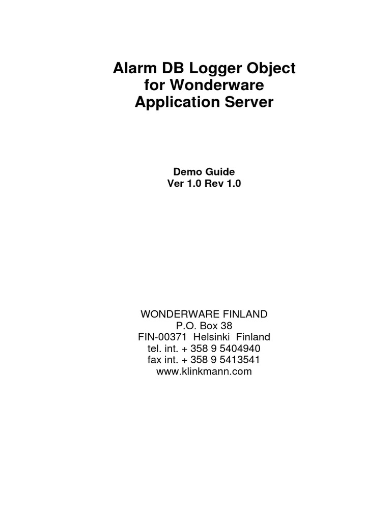 Wonderware Silo - Tips - Alarm-Db-Logger-Object-For-Wonderware-Application-Server-Demo-Guide-Ver ...