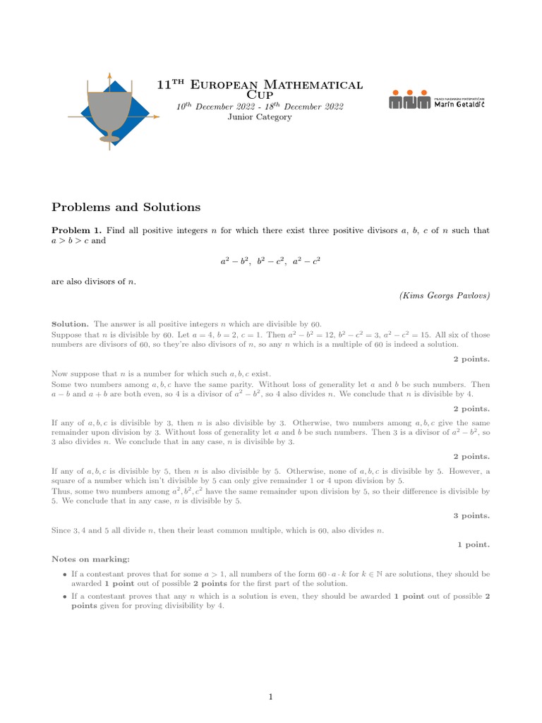 EMC 2022 Junior Solutions Overview | PDF | Square Root | Triangle