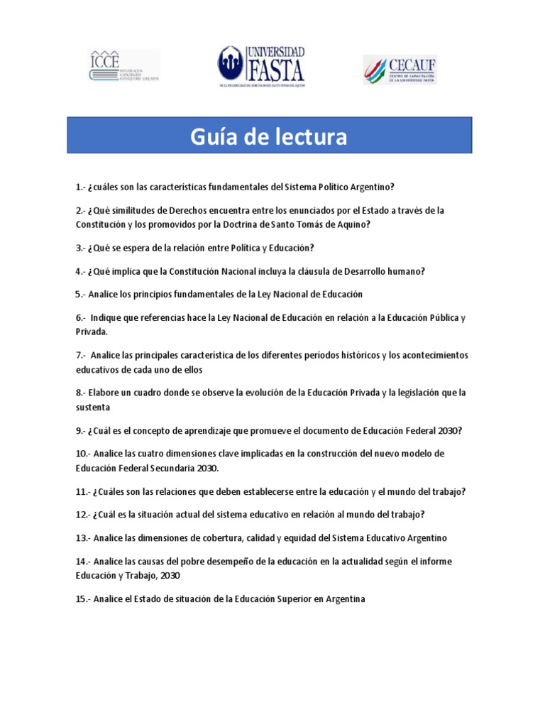 10 Guía de Lectura Pol Ed | PDF