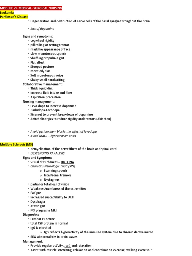 Module 6 Medical Surgical Nursing Pdf Multiple Sclerosis Stroke