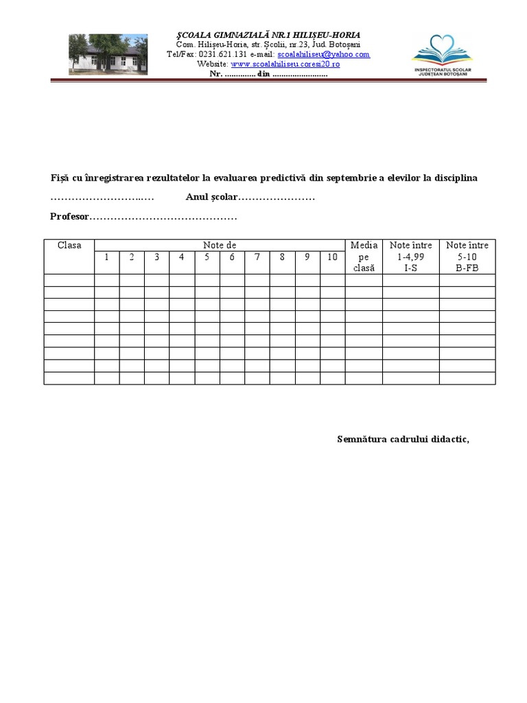 Fisa Progres A VII A Horia | PDF