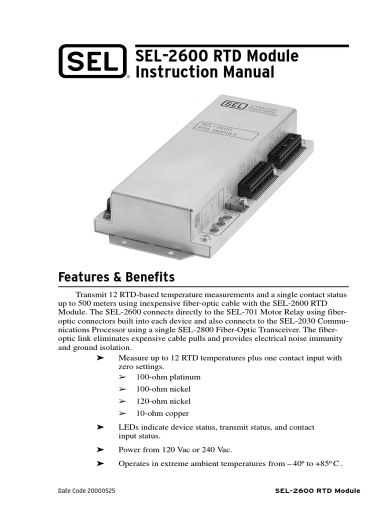 2600 RTD Manual | PDF | Relay | Optical Fiber