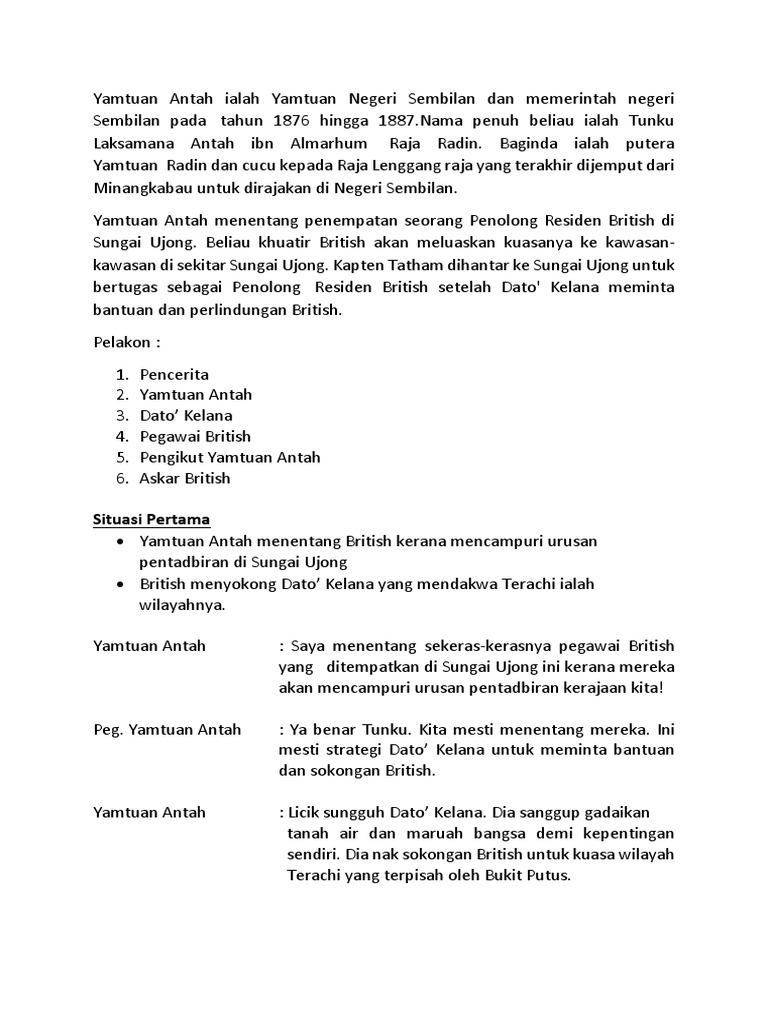 Yamtuan Antah Skrip | PDF